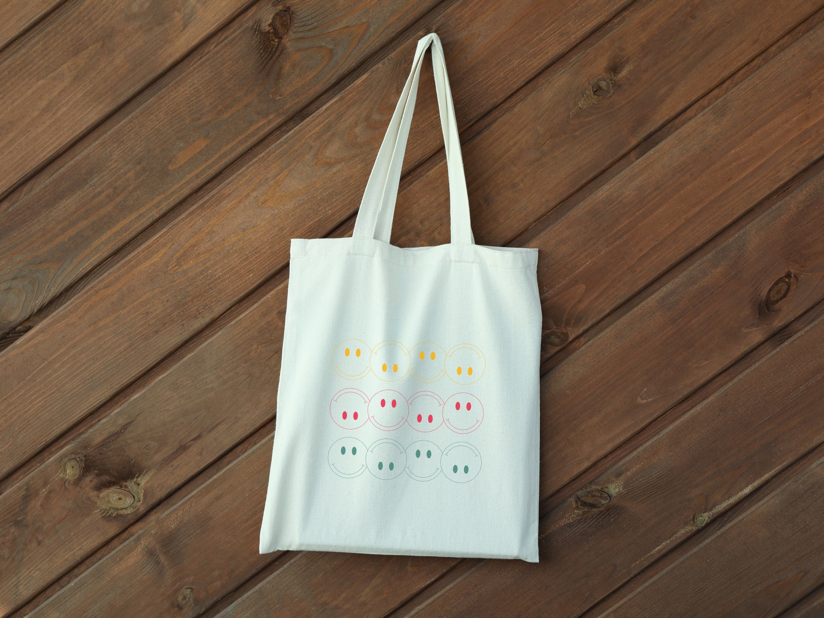 Smiley Face Tote Bag, Happy Canvas Bag, Aesthetic Tote Bag, Trendy Tote ...