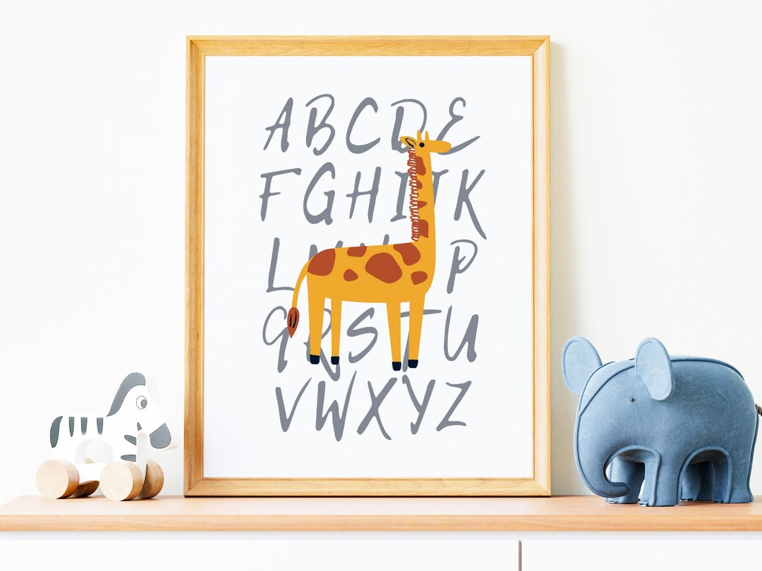 Giraffe ABC Card Poster Children's Room Wall Picture Baby Decoration ...