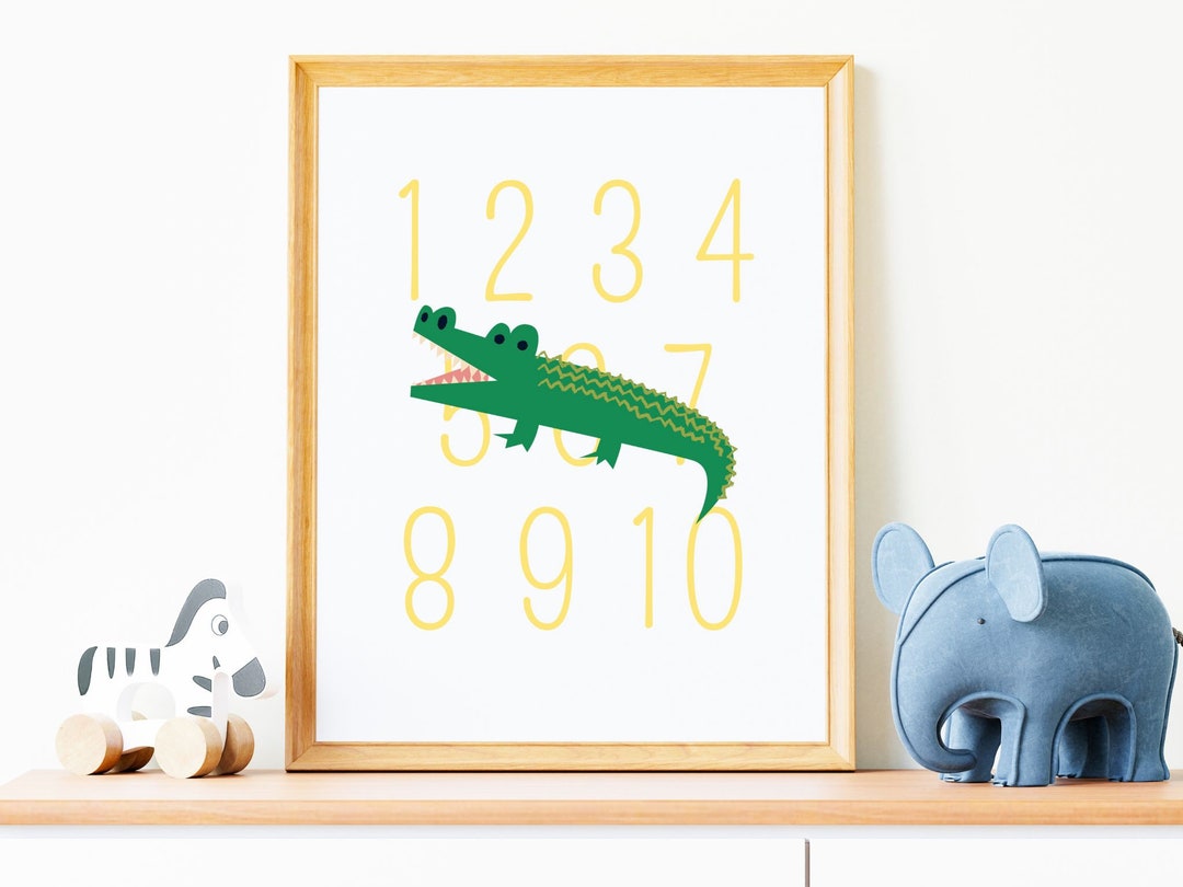 Crocodile Numbers Map Poster Nursery Wall Picture Baby Decoration ...