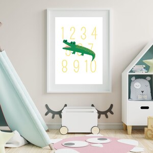 Crocodile Numbers Map Poster Nursery Wall Picture Baby Decoration ...