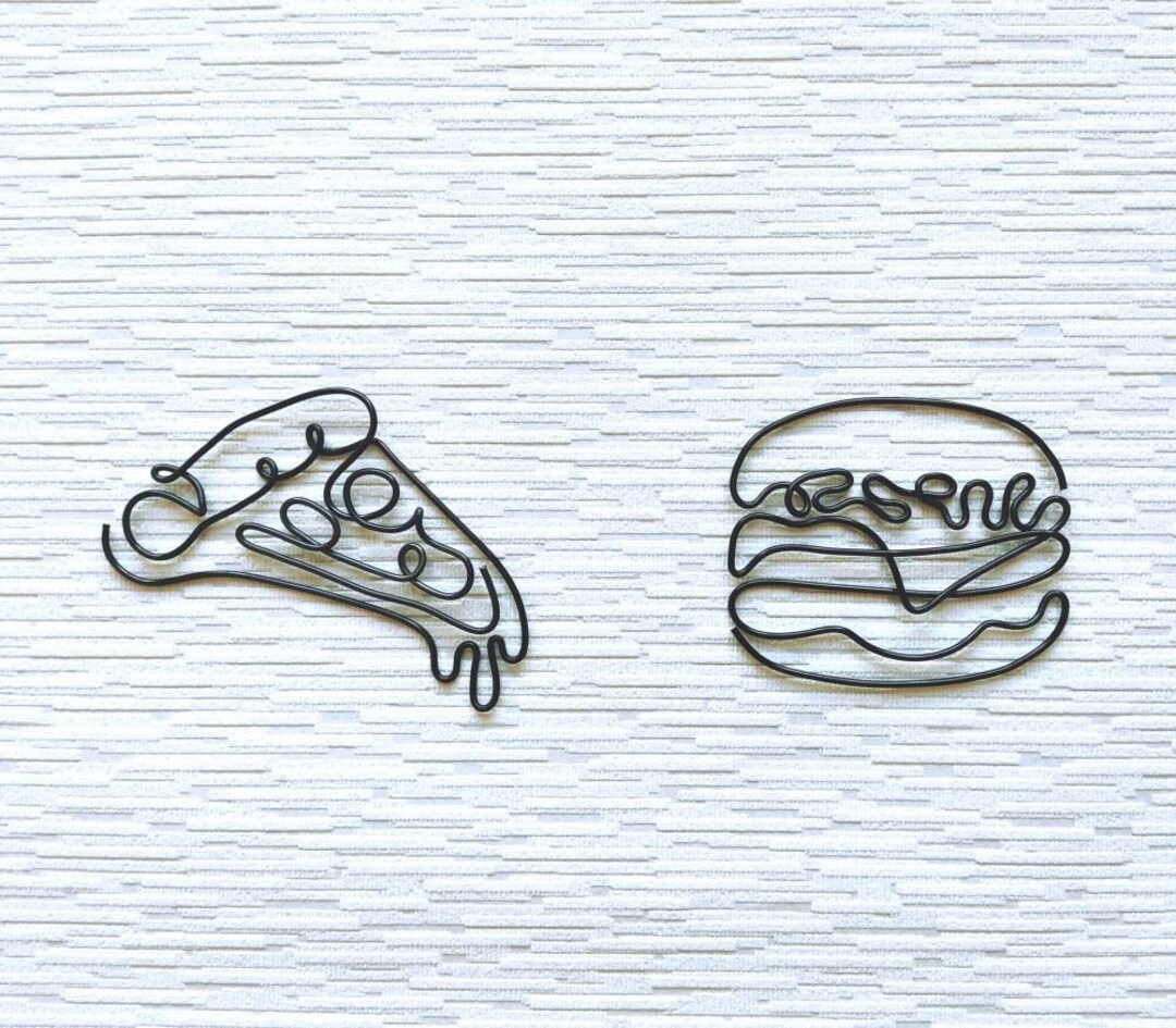 Burger Sign, Pizza Sign, Wire Wall Art, Kitchen Wall Decor, Kitchen ...