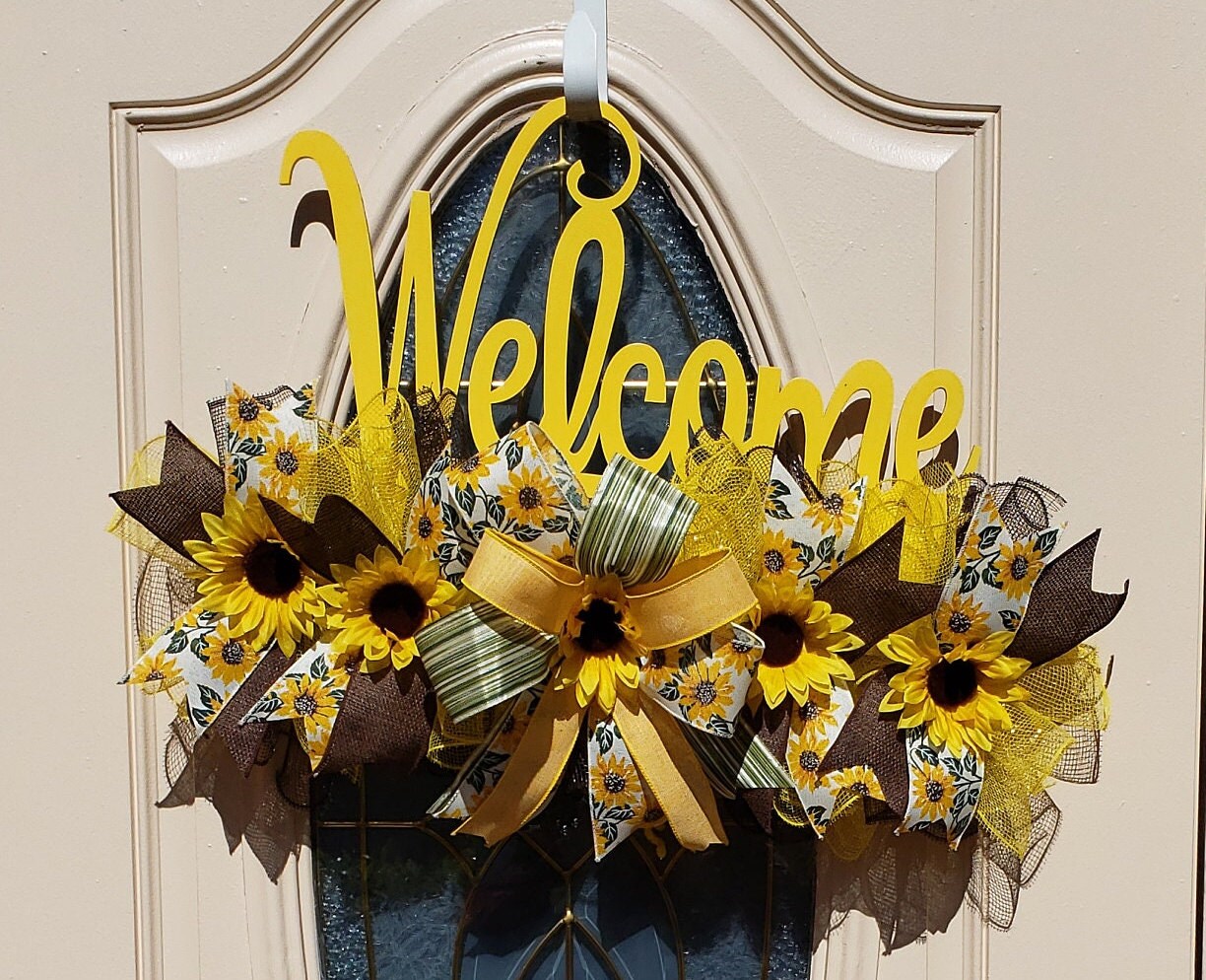 Sunflower Welcome Rail Wreath - Etsy