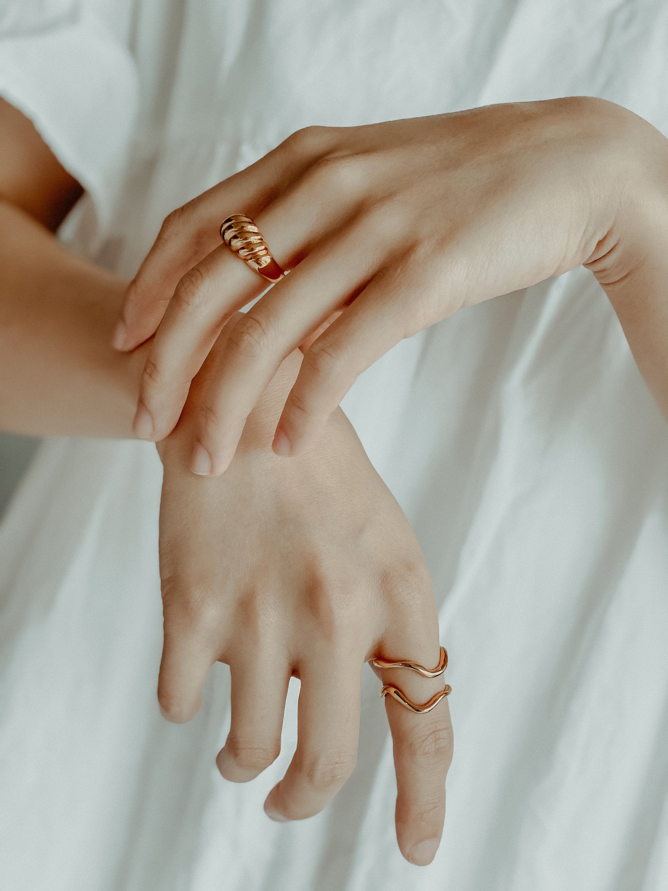 Gold Silver Band Ring Stackable Ring Wavy Ring - Etsy