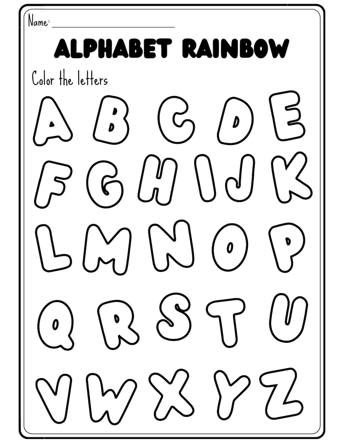Alphabet Rainbow Worksheet - Etsy