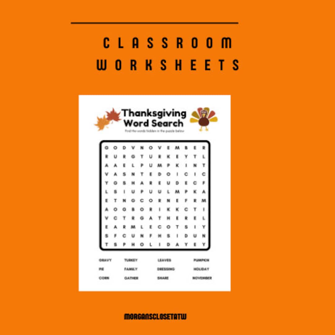 Thanksgiving Word Search - Etsy