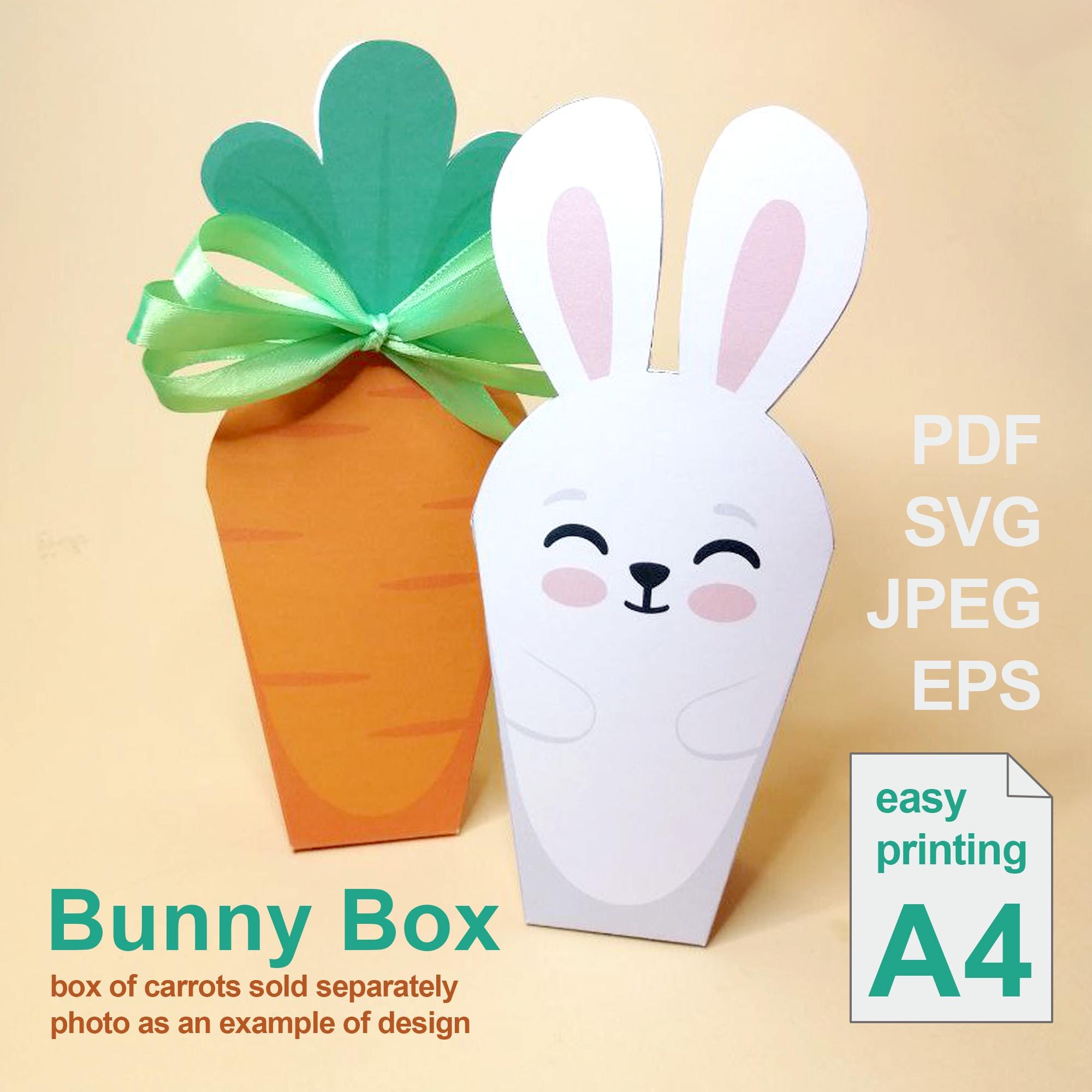 Bunny Box | Easter Treat Box Template | Digital Printable JPEG, SVG ...