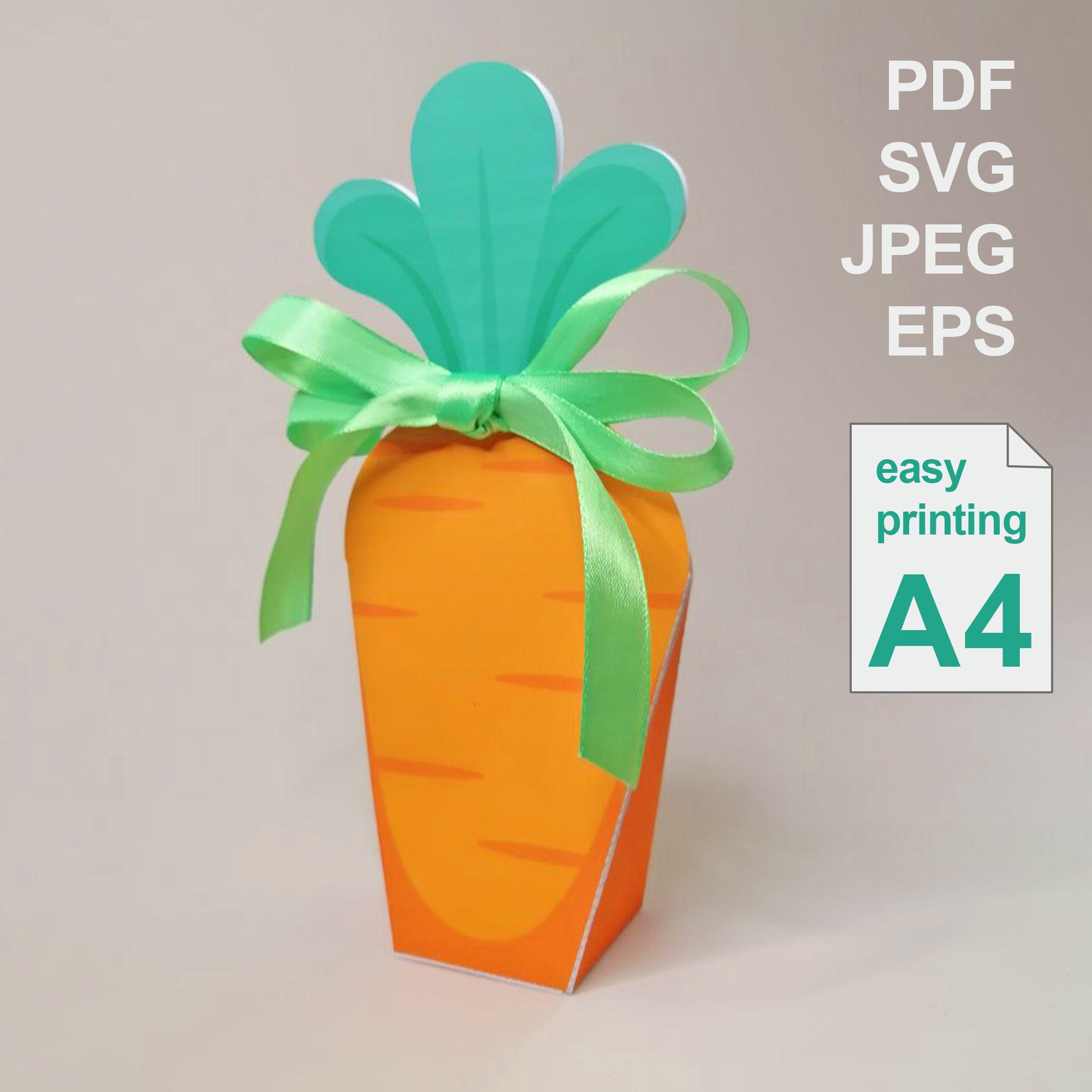 Carrot Box | Easter Treat Box Template | Digital Printable JPEG, SVG ...