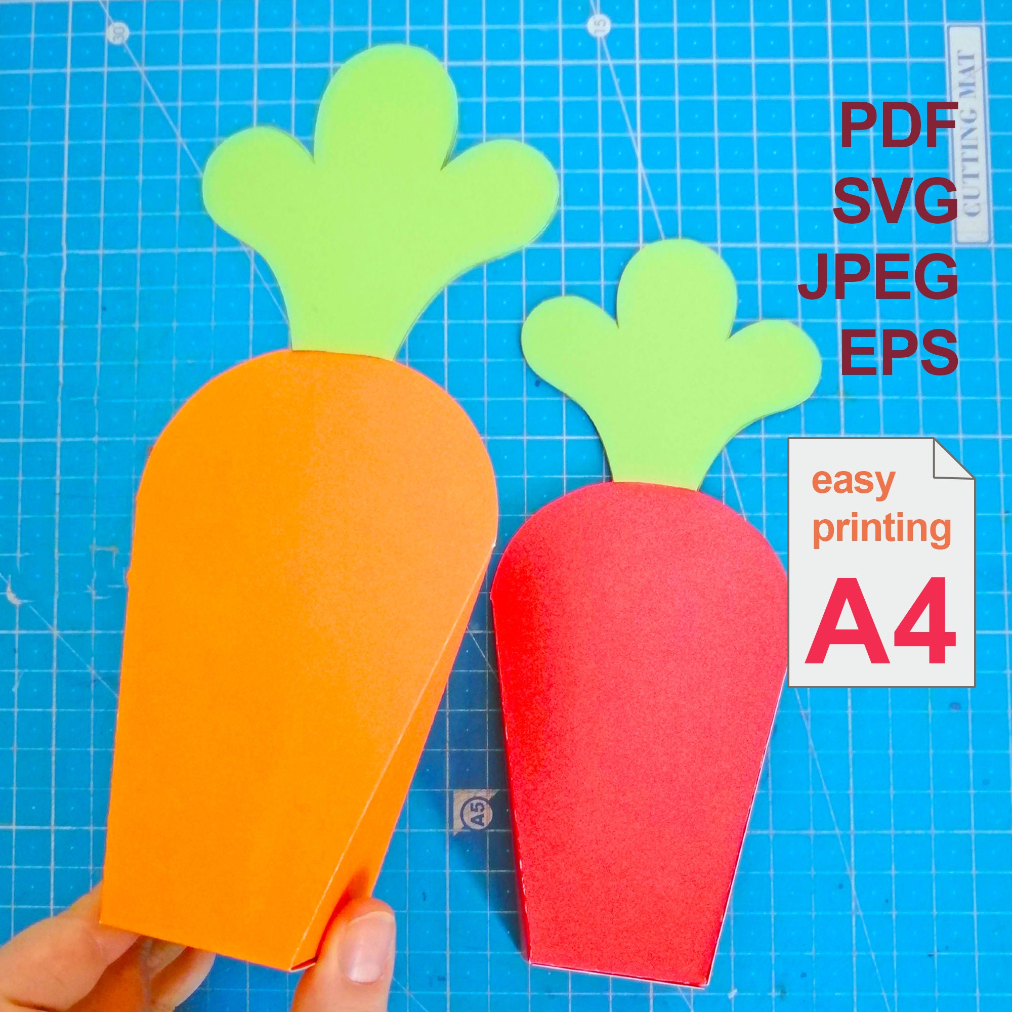 Carrot Box | SVG Template | Cricut Template | Printable PDF File | A4 ...