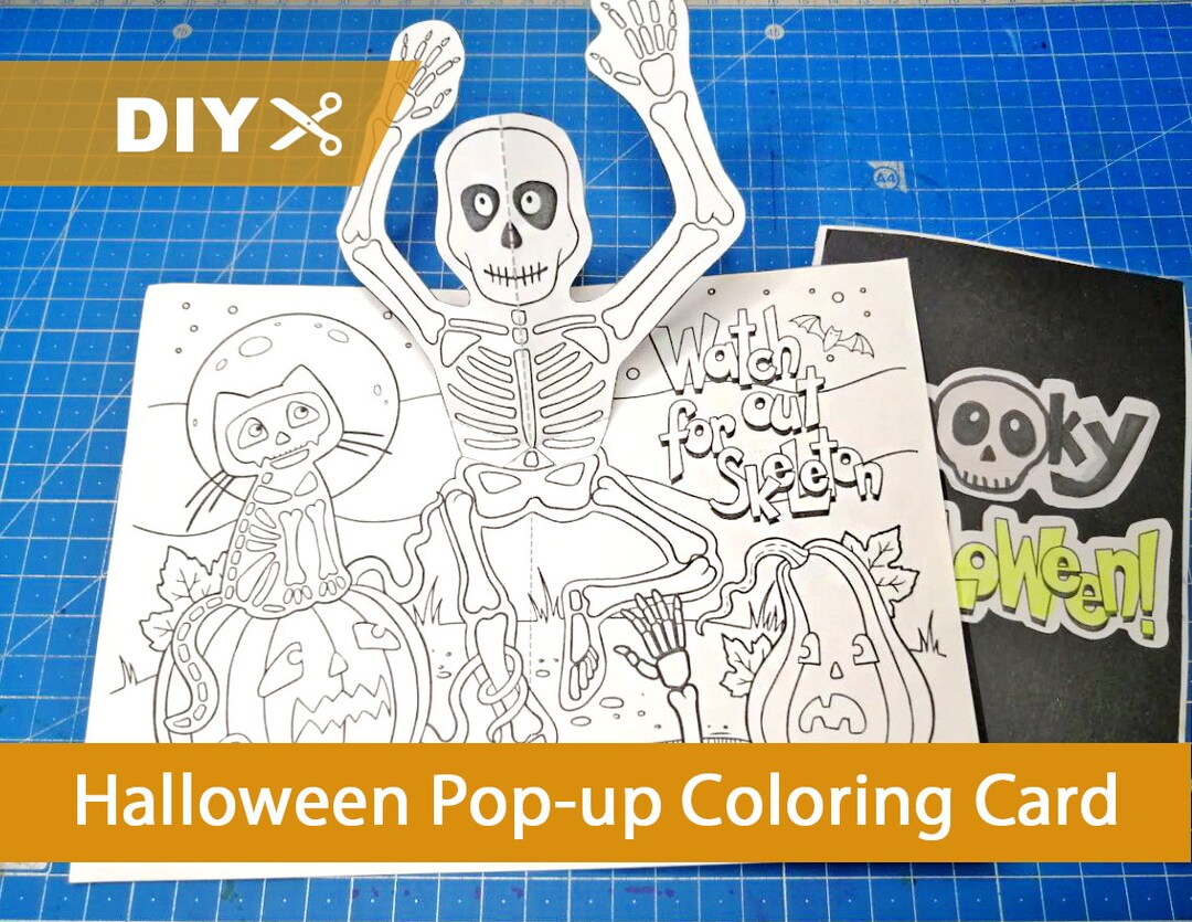 DIY Halloween Pop-up Printable Coloring Card | Horror Pop-up Card ...
