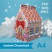 Gingerbread House Template: Paper Christmas Favor Box (digital ...