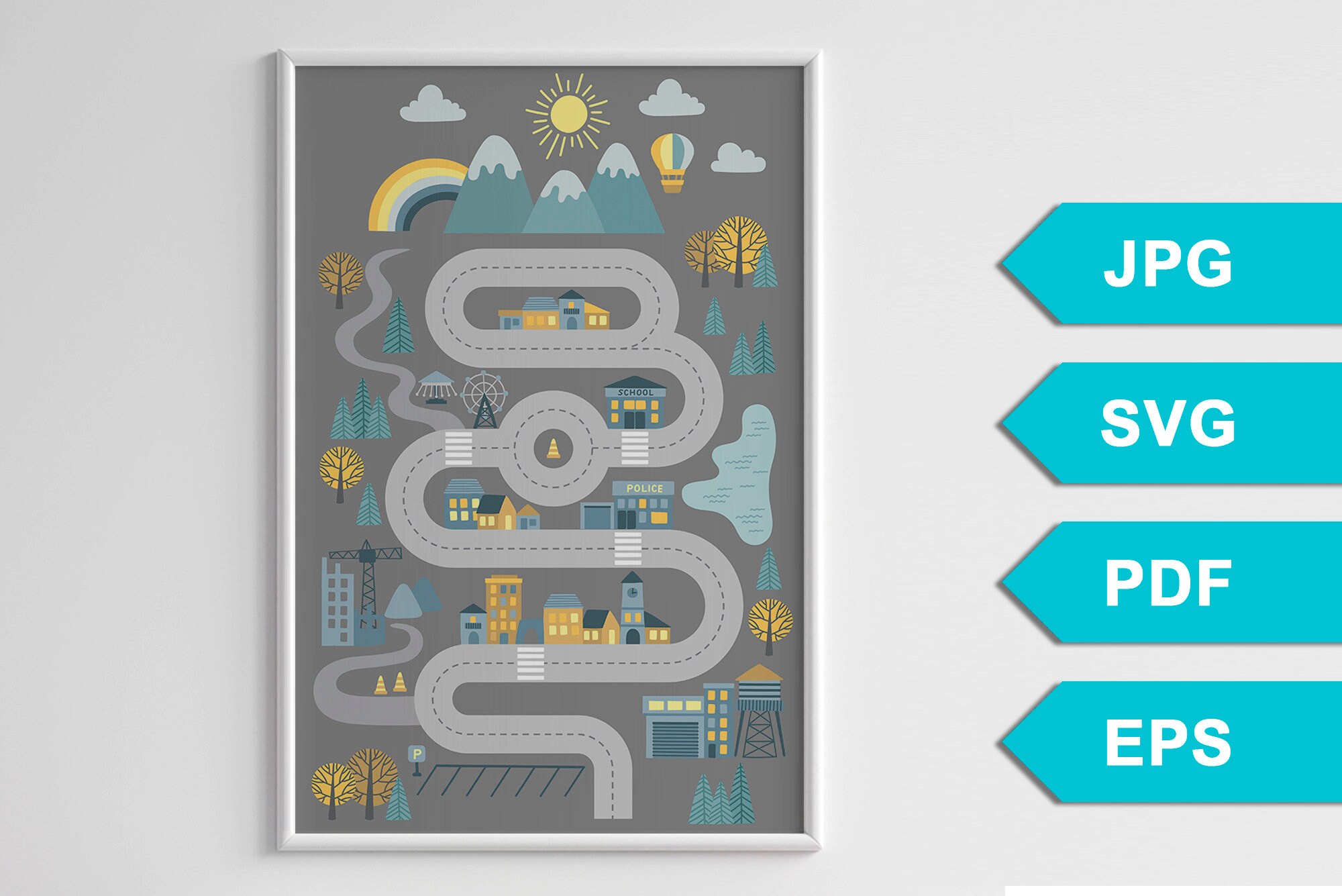 SVG Map Road. Digital Illustration of Mat for Road Play Activity or ...