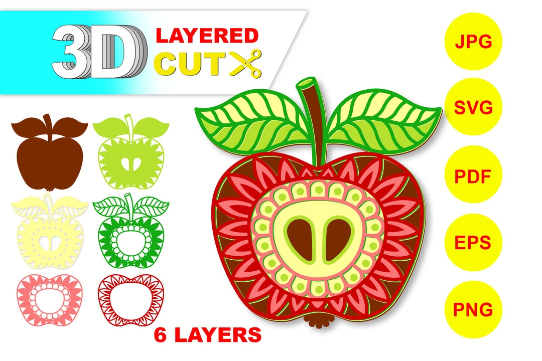 3D CUT Mandala Apple. Layered Cricut Cutting Files. Paper, Laser Cut ...