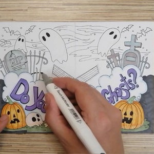 DIY Halloween Pop-up Printable Coloring Card | Horror Pop-up Card ...