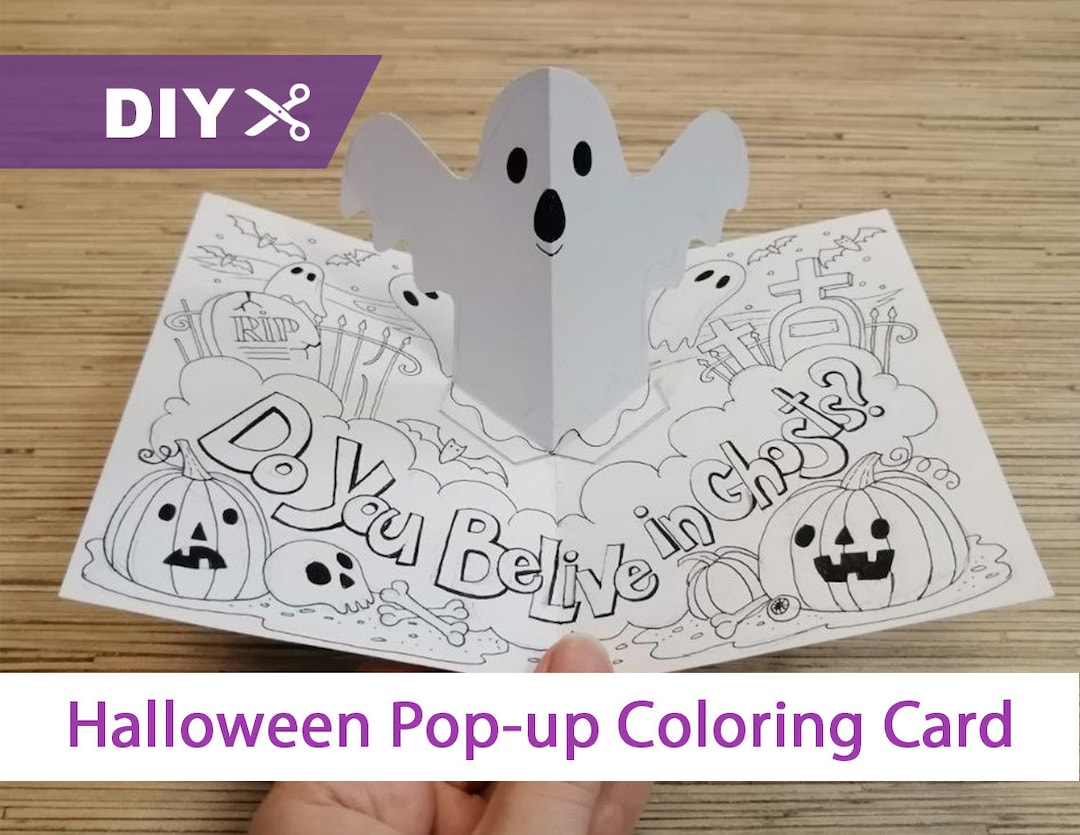 DIY Halloween Pop-up Printable Coloring Card | Horror Pop-up Card ...