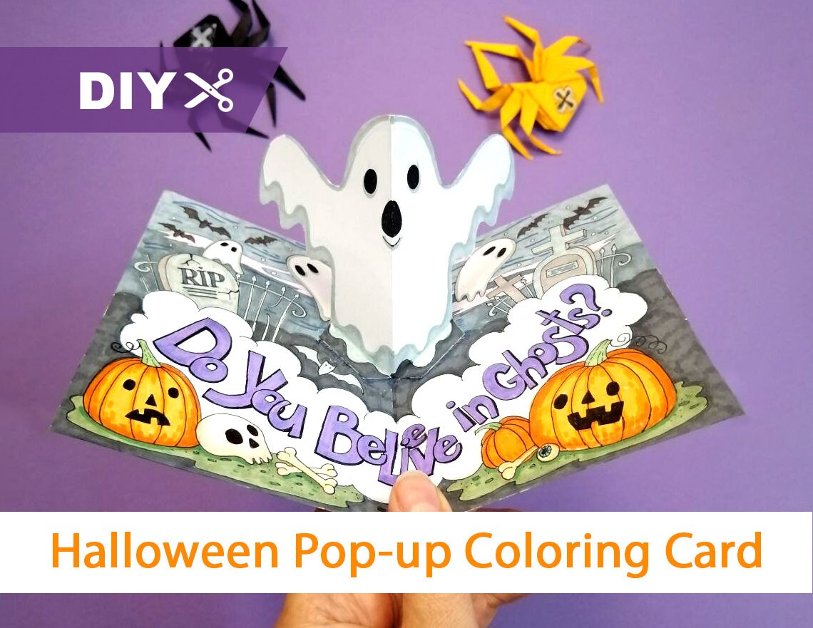 DIY Halloween Pop-up Printable Coloring Card | Horror Pop-up Card ...