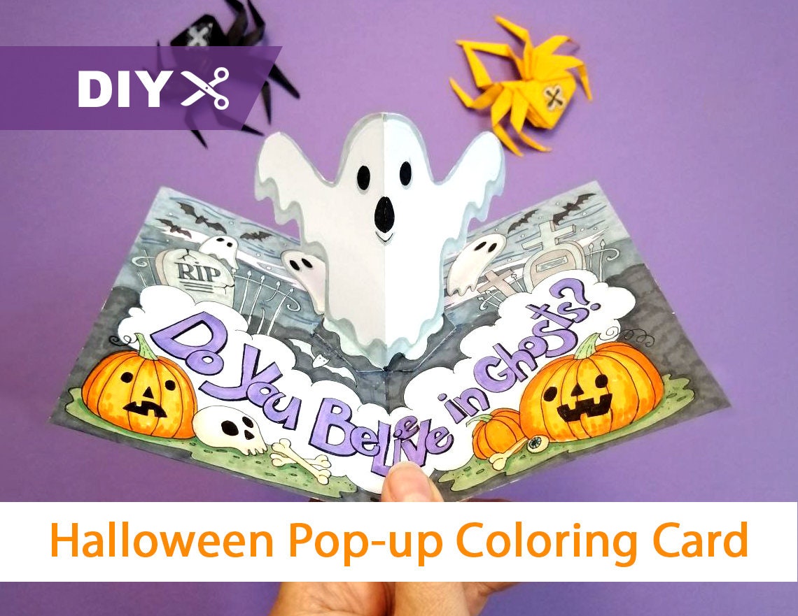 DIY Halloween Pop-up Printable Coloring Card | Horror Pop-up Card ...