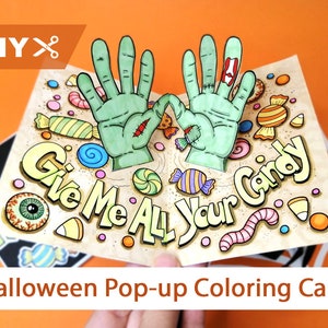 Halloween Pop-up Coloring Card | DIY Horror Printable (PDF, SVG, Jpeg ...