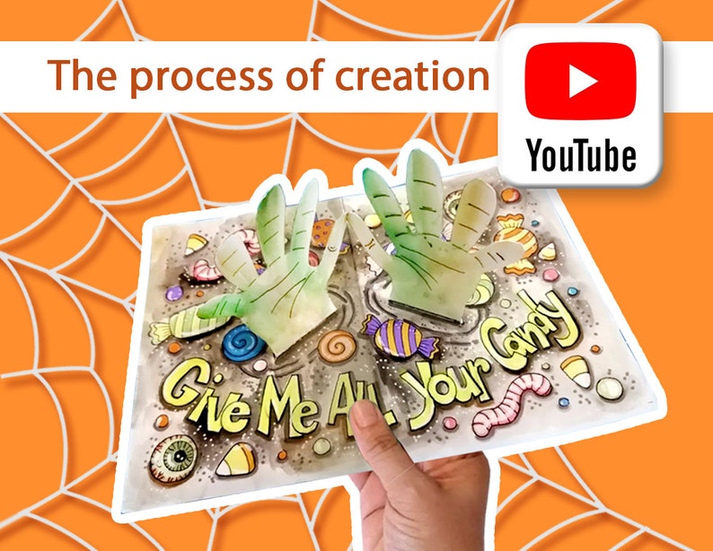 DIY Halloween Pop-up Printable Coloring Card | Horror Pop-up Card ...