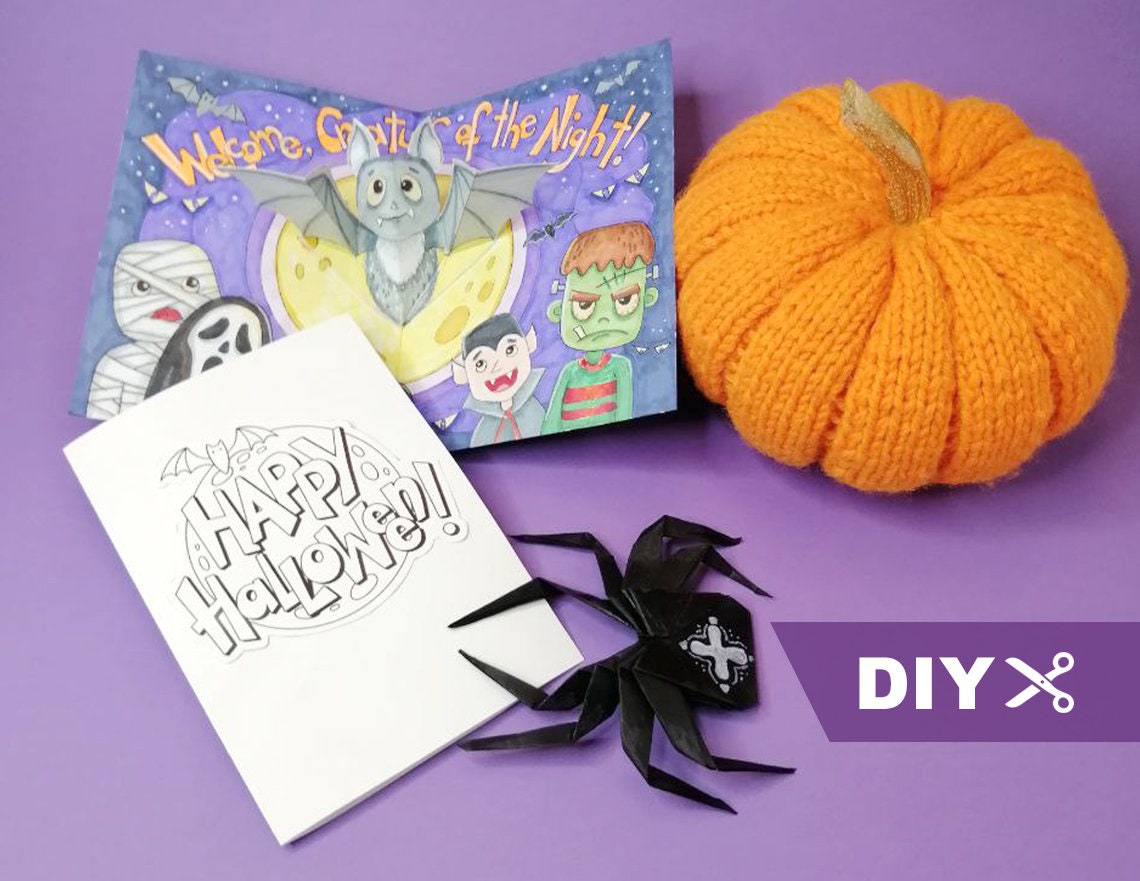 DIY Halloween Pop-up Printable Coloring Card | Horror Pop-up Card ...