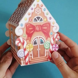 Gingerbread House Template: Paper Christmas Favor Box (digital ...