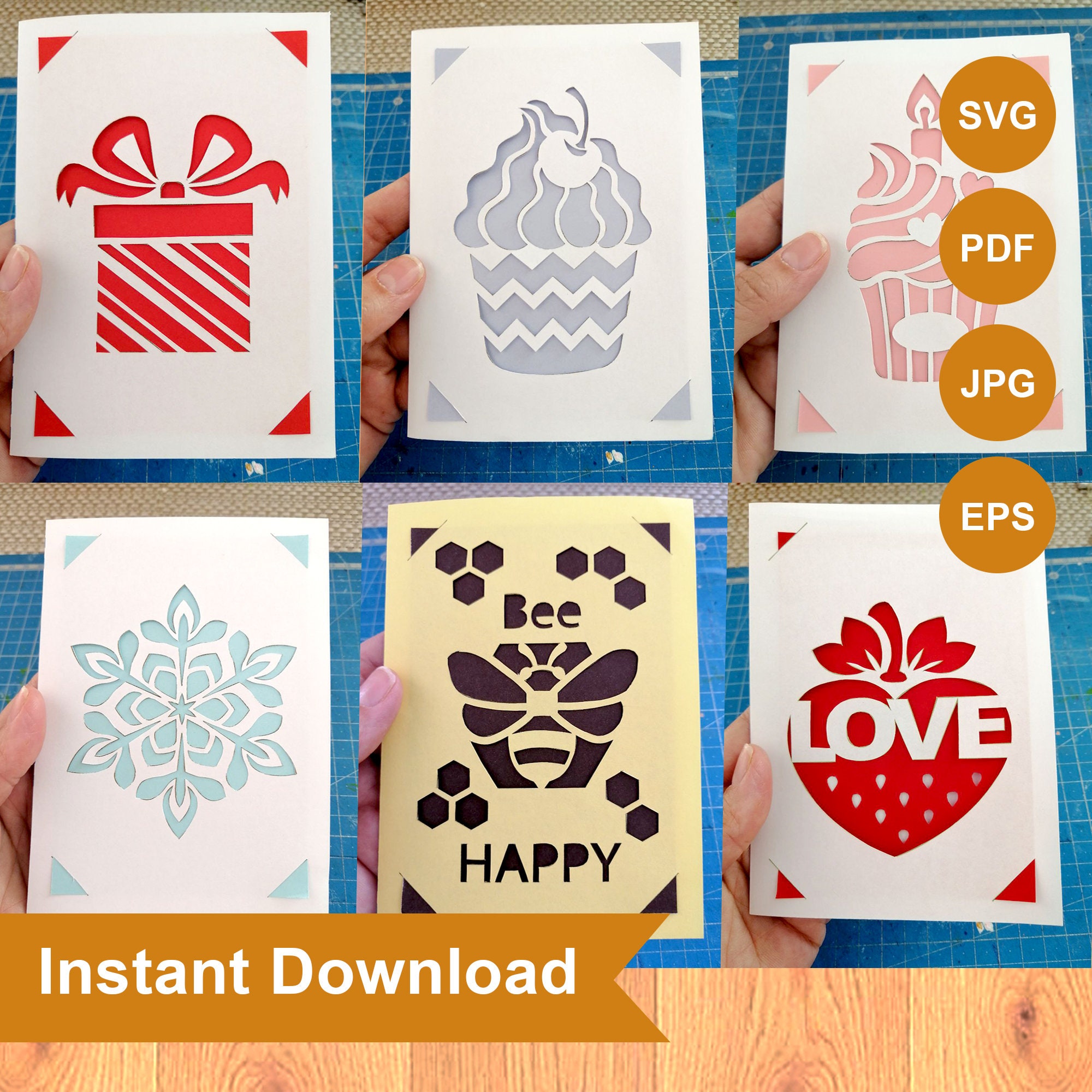 Card Bundle Jpeg / Svg /pdf / Eps Files, 8 Design, Digital Download ...