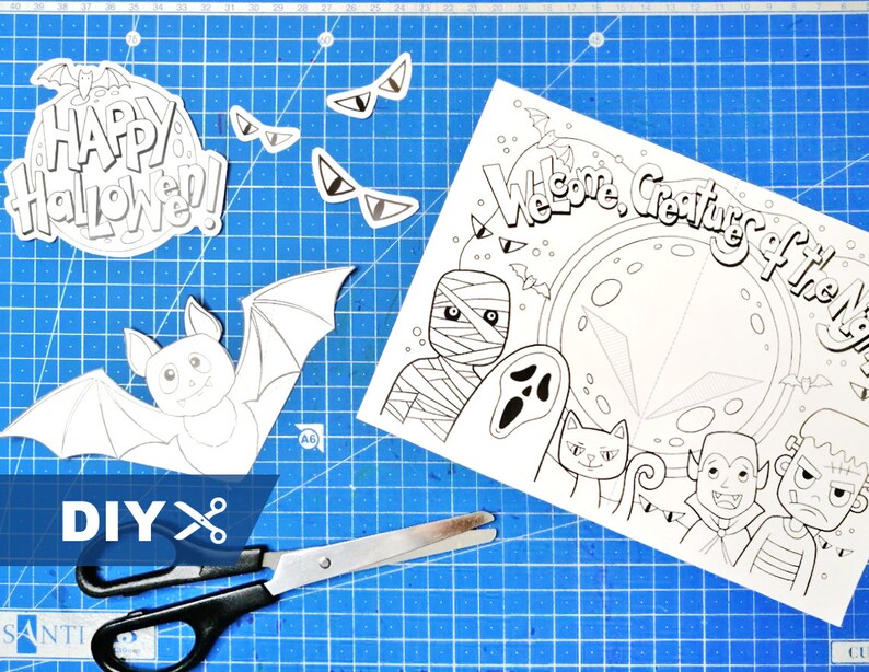 DIY Halloween Pop-up Printable Coloring Card | Horror Pop-up Card ...