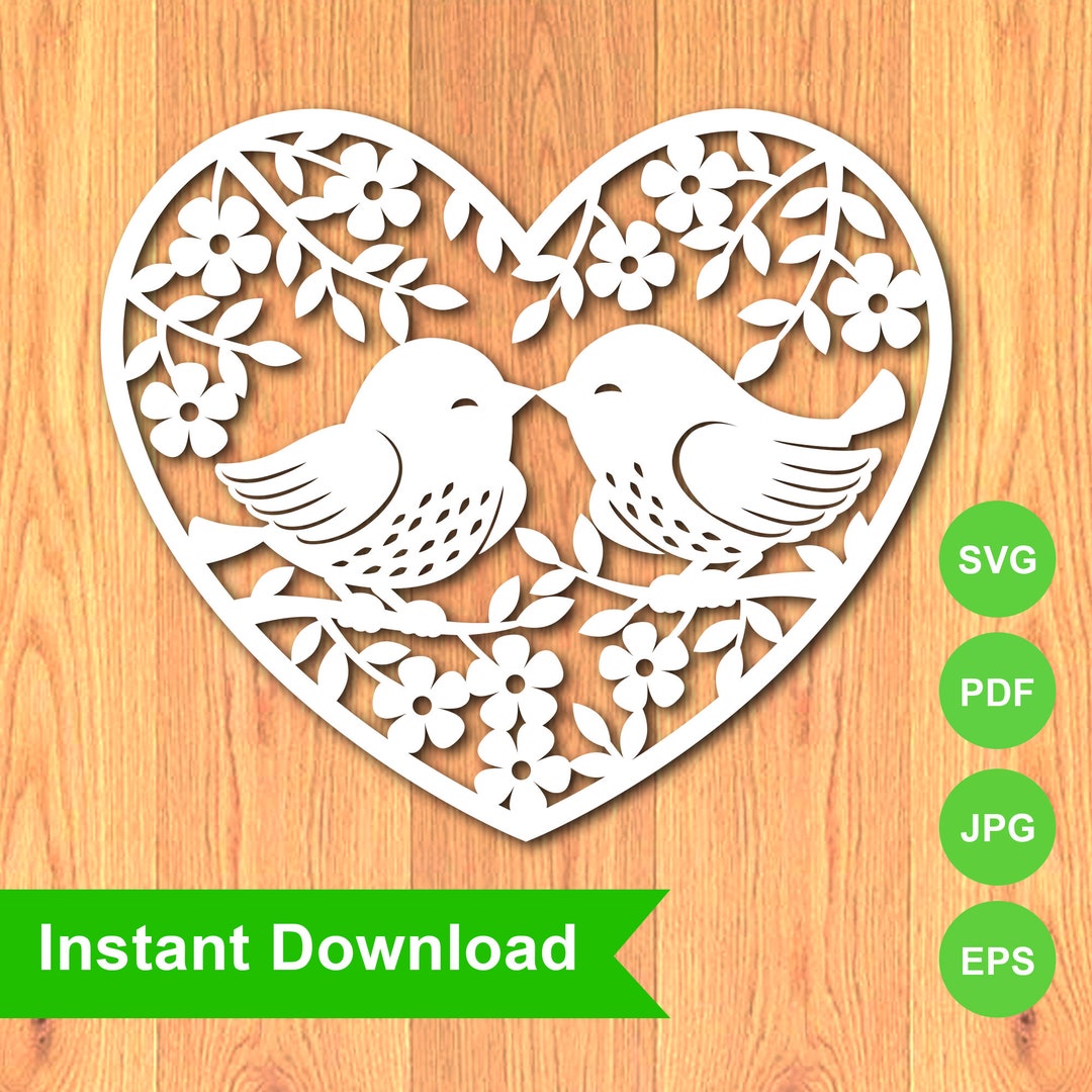 Valentine's Day Gift Laser Cut File SVG Love Kissing Birds Cricut Laser ...