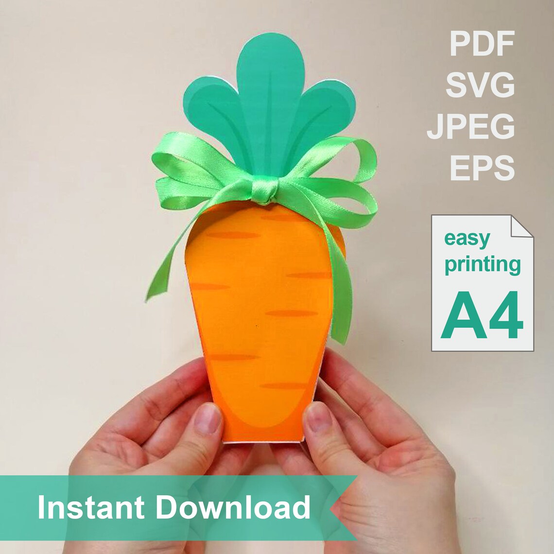 Carrot Box | Easter Treat Box Template | Digital Printable JPEG, SVG ...