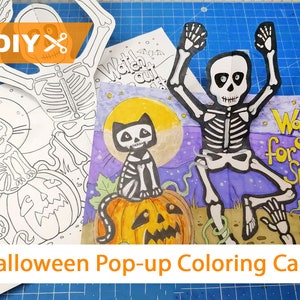 DIY Halloween Pop-up Printable Coloring Card | Horror Pop-up Card ...