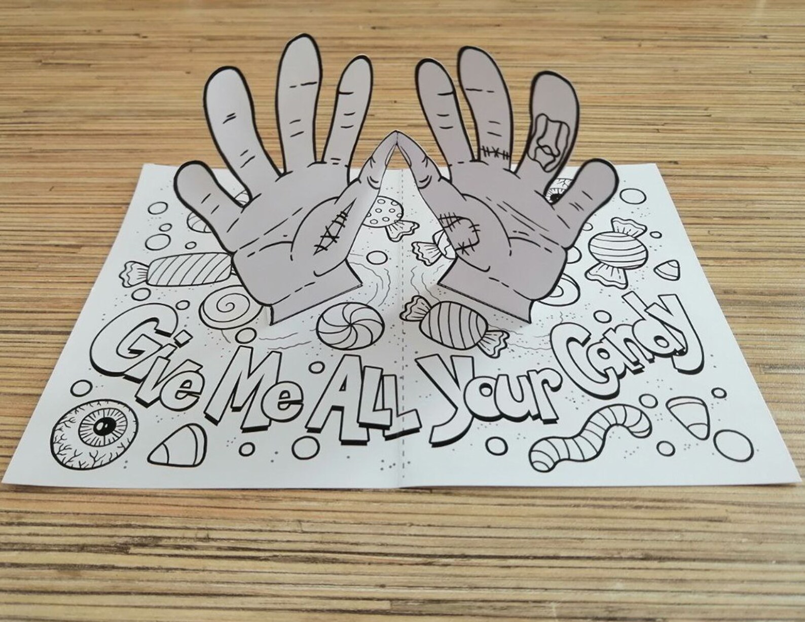 DIY Halloween Pop-up Printable Coloring Card | Horror Pop-up Card ...