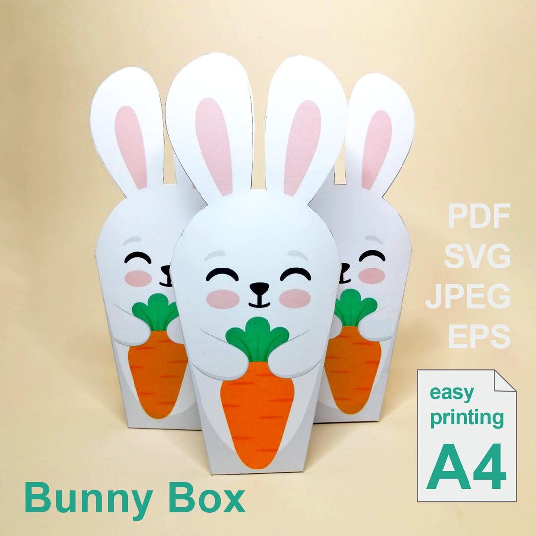 Bunny Carrot Easter Box Template (digital Printable) - Etsy