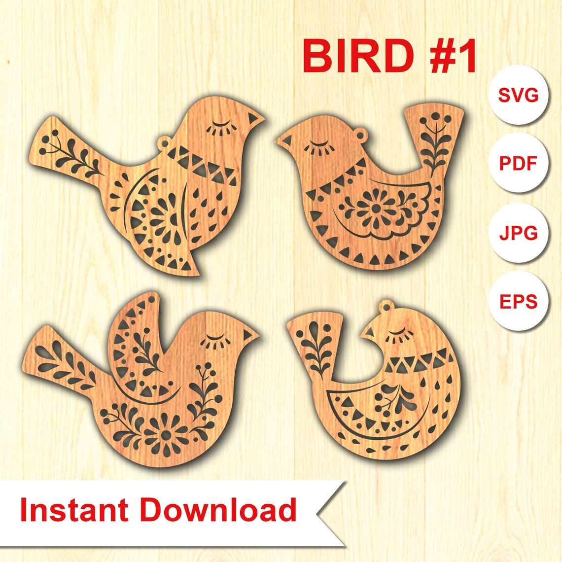 Easter Ornament SVG File Cut Scandinavian Pattern Bird Easter and ...