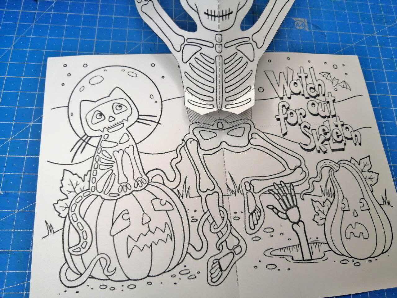 DIY Halloween Pop-up Printable Coloring Card Horror Pop-up Card ...