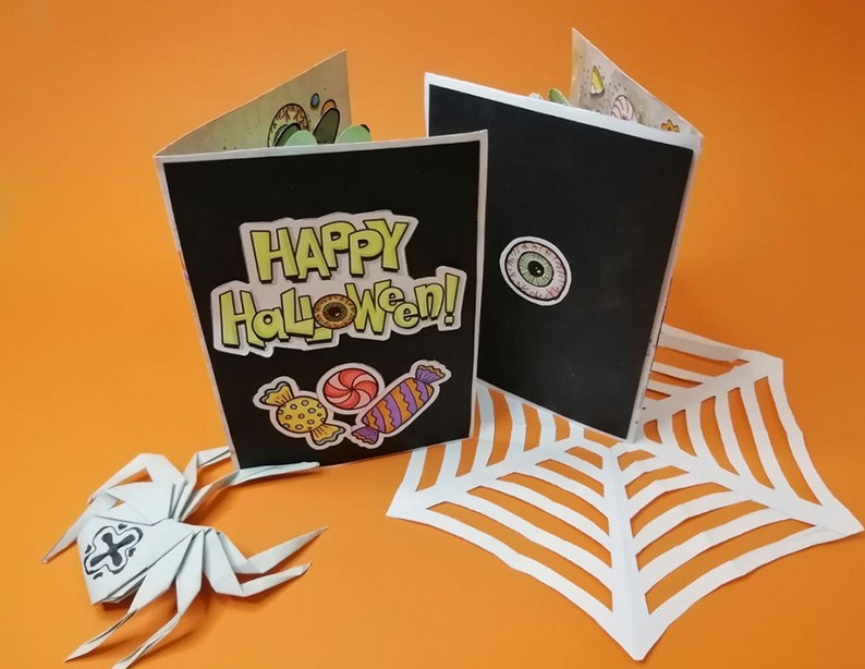 DIY Halloween Pop-up Printable Coloring Card | Horror Pop-up Card ...