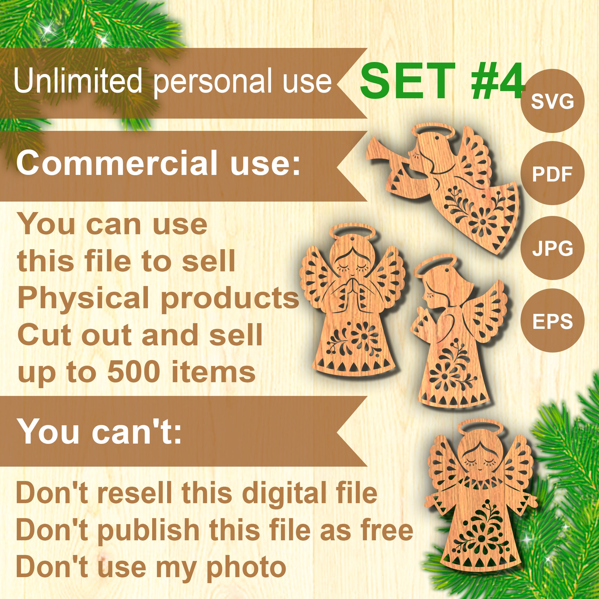 Christmas Angel Ornament SVG File | Cut Angel Pattern | Angel Christmas ...