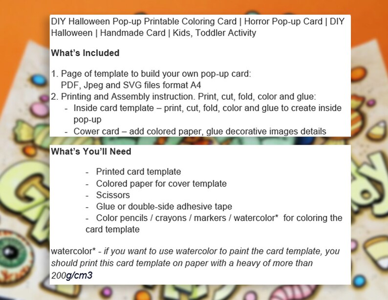 DIY Halloween Pop-up Printable Coloring Card | Horror Pop-up Card ...