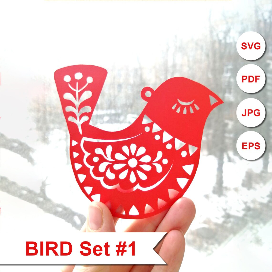 Easter Ornament SVG File Cut Scandinavian Pattern Bird Easter and ...