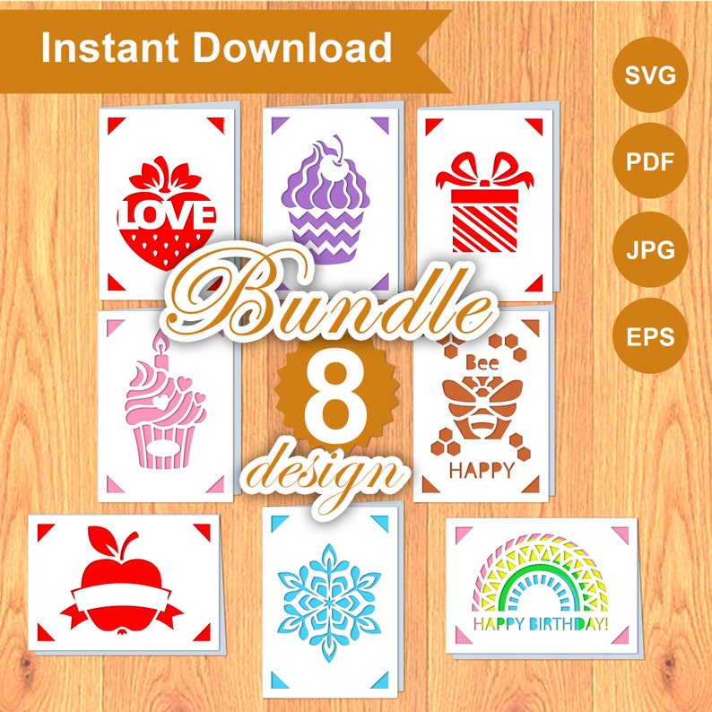 Card Bundle Jpeg / Svg /pdf / Eps Files, 8 Design, Digital Download ...