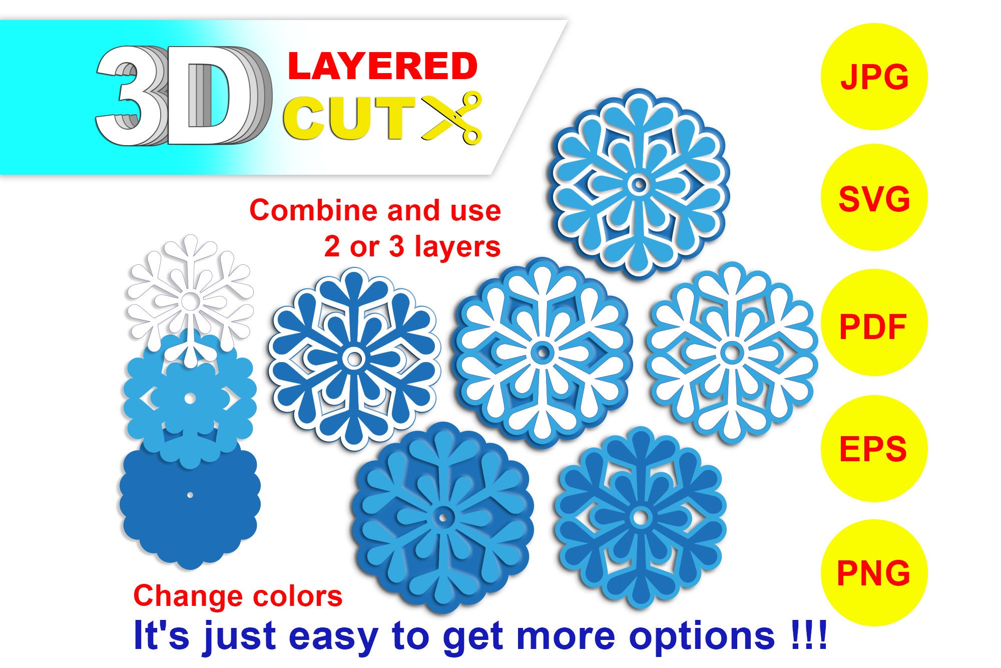 Snowflake SVG, Multilayer Cutting File, Christmas Decor, 3D Layered ...