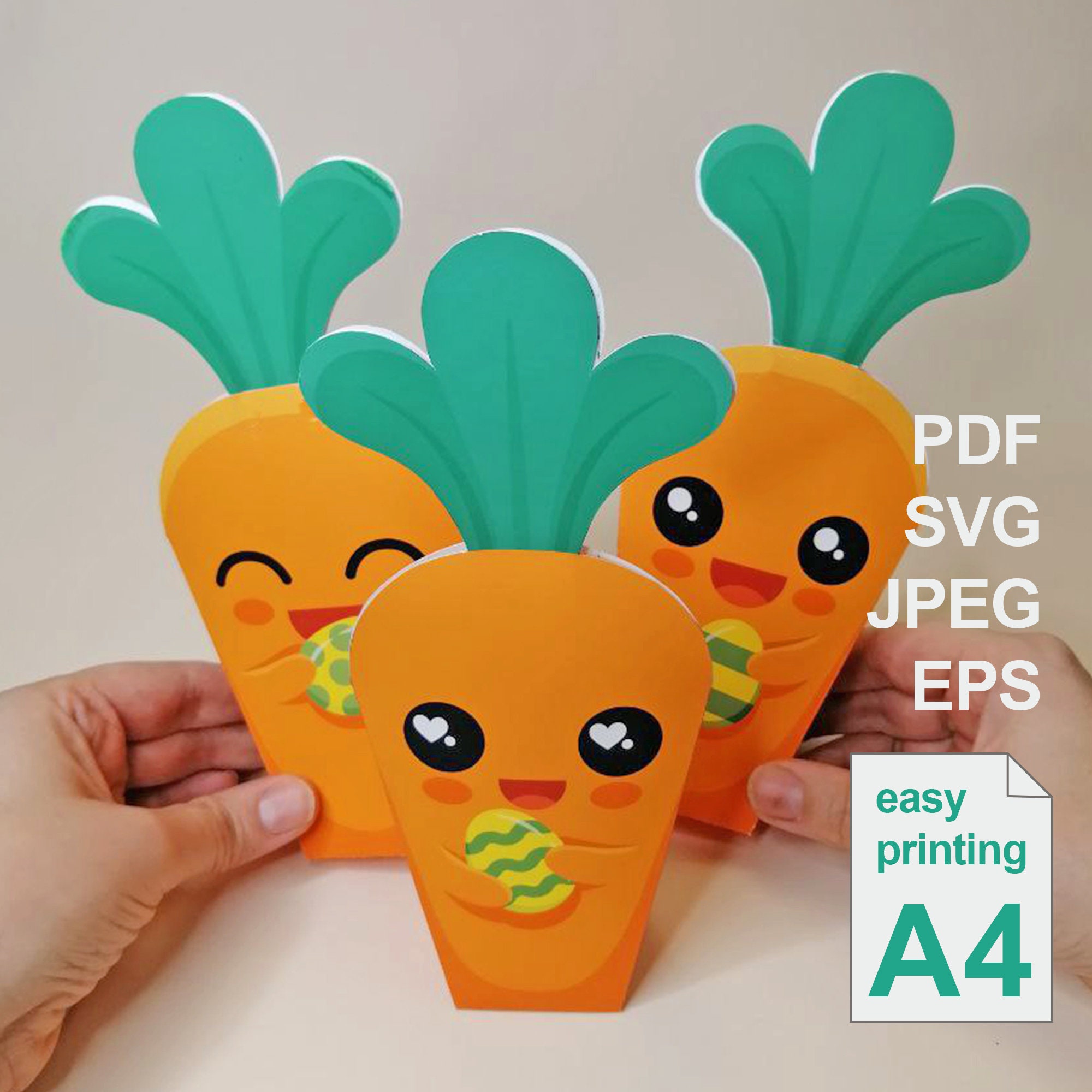 Carrot Box | Paper Box SVG | Easter Treat Box Template | Digital ...