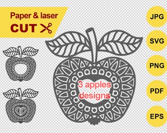 Apple SVG Pack 3 Apple Svg Files for Cricut Apple Designs - Etsy