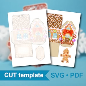 Gingerbread House Template: Paper Christmas Favor Box (digital ...