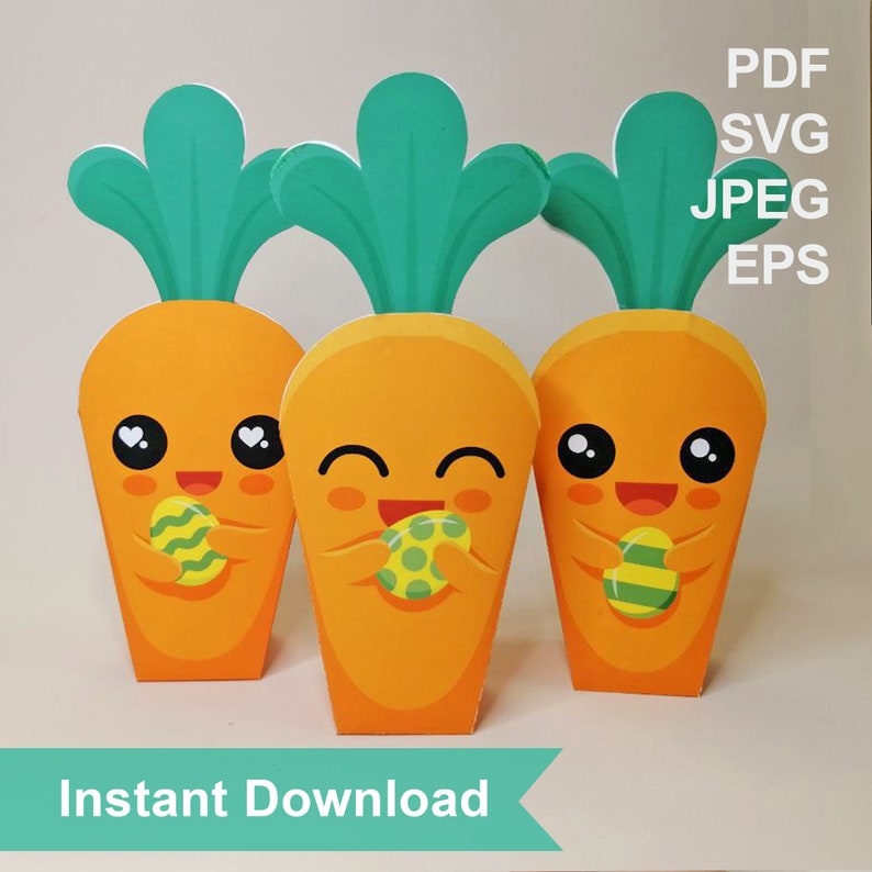 Carrot Box Paper Box SVG Easter Treat Box Template Digital Printable ...