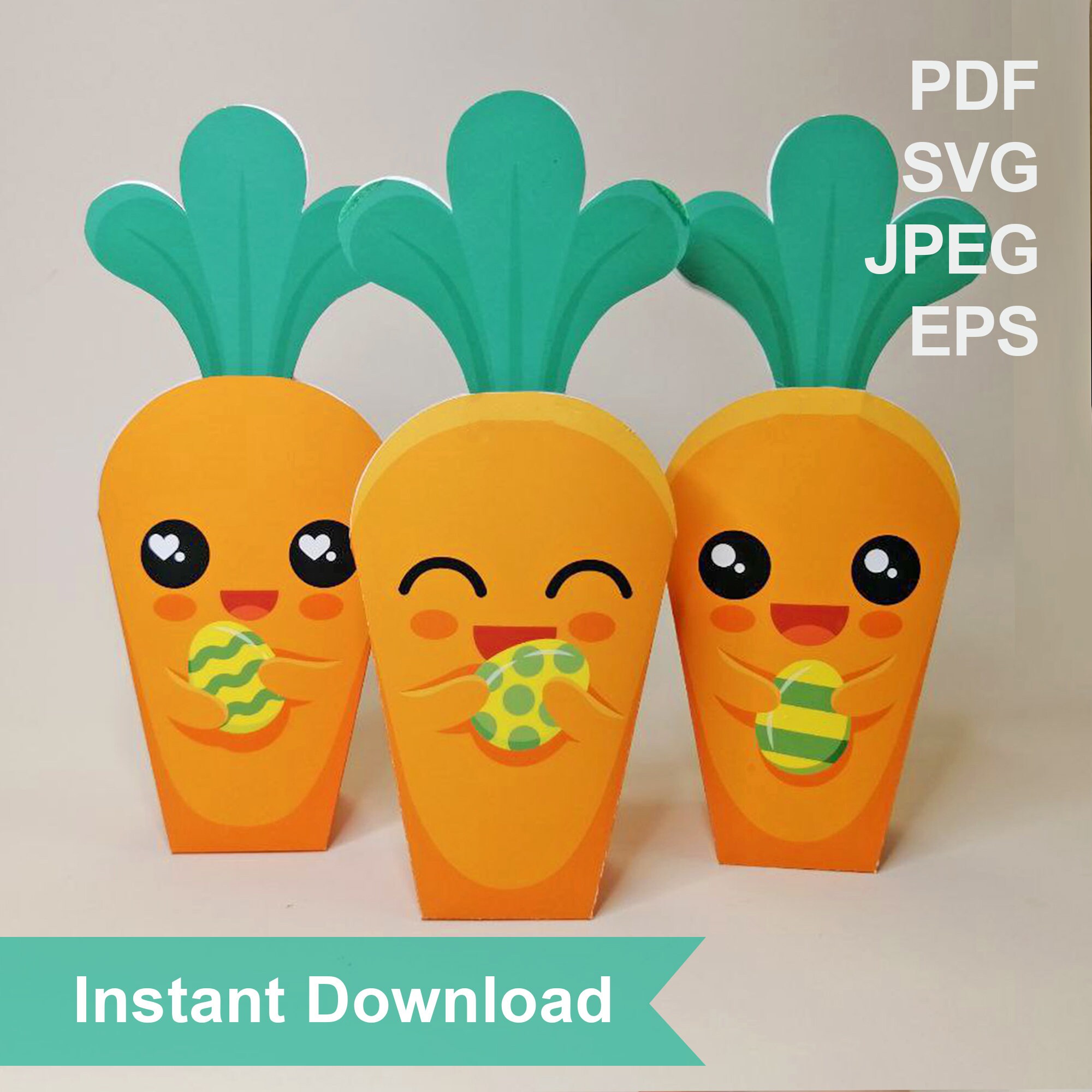 Carrot Box | Paper Box SVG | Easter Treat Box Template | Digital ...