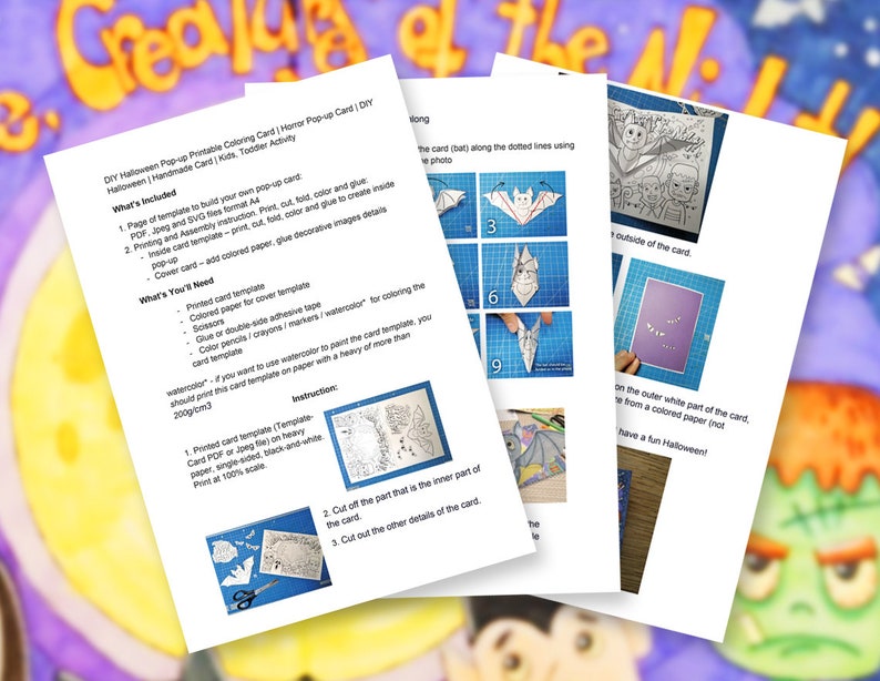 DIY Halloween Pop-up Printable Coloring Card | Horror Pop-up Card ...