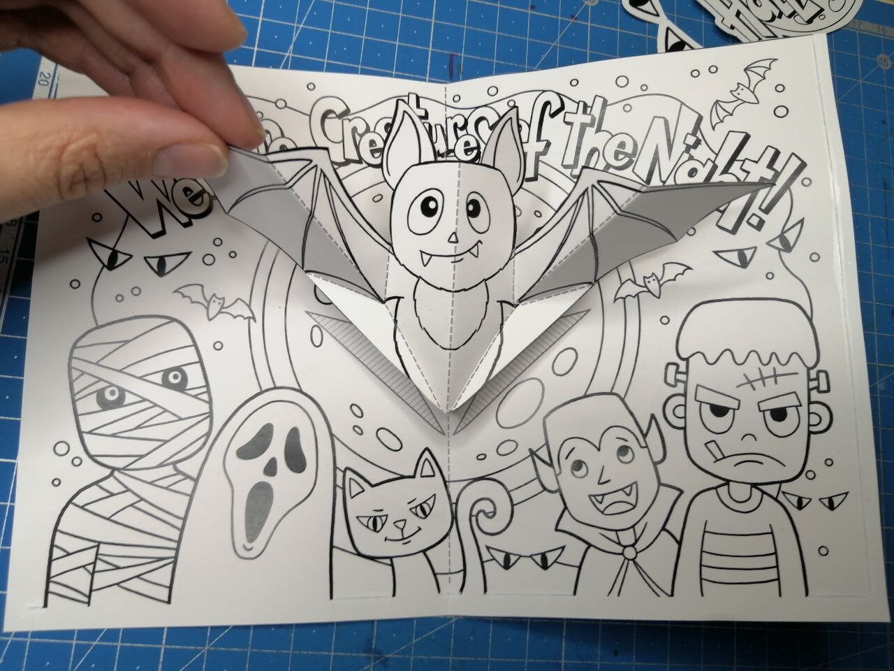DIY Halloween Pop-up Printable Coloring Card | Horror Pop-up Card ...