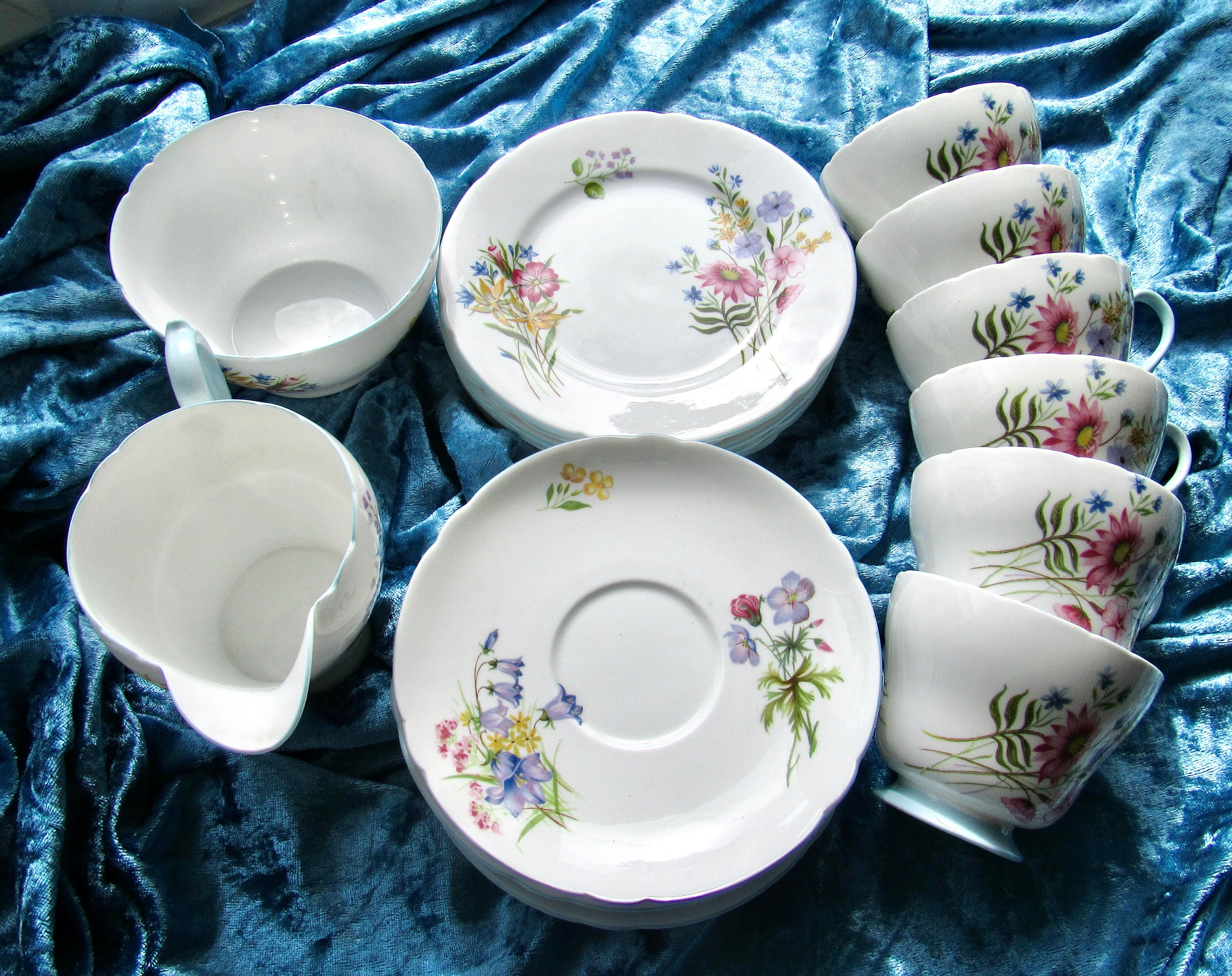 Shelley Wild Flowers 20 Piece Tea Set, Tea Party Set, Garden Party Tea ...