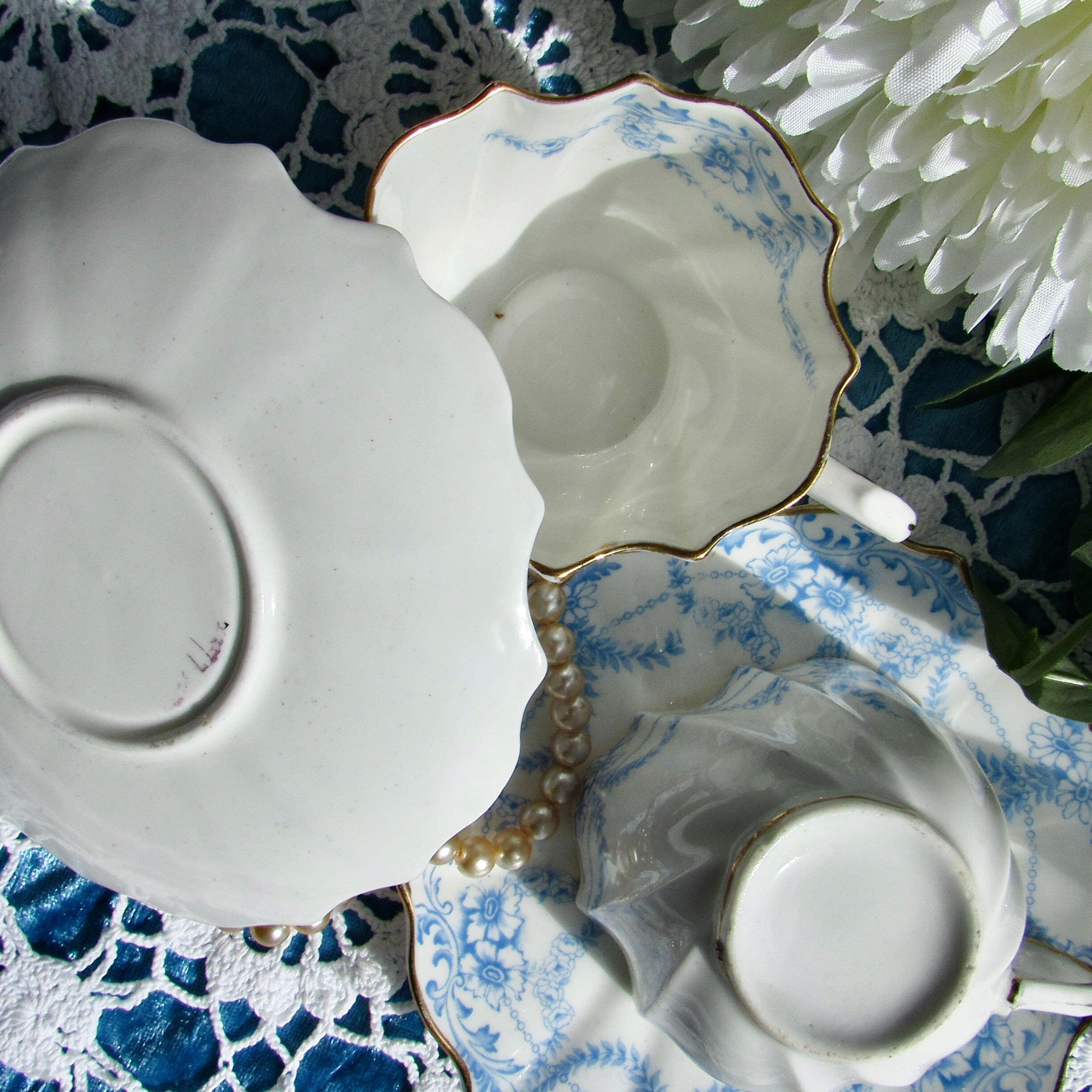 Two Antique Fluted Tea Cups and Saucers With Transfer Printed - Etsy UK