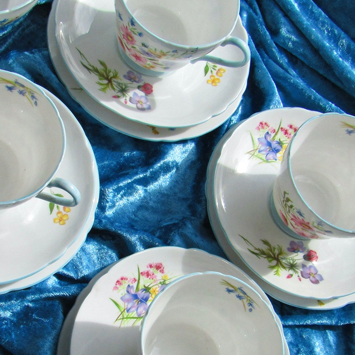 Shelley Wild Flowers 20 Piece Tea Set, Tea Party Set, Garden Party Tea ...