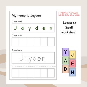 Custom Name Spelling Practice Personalized Name Handwriting | Etsy